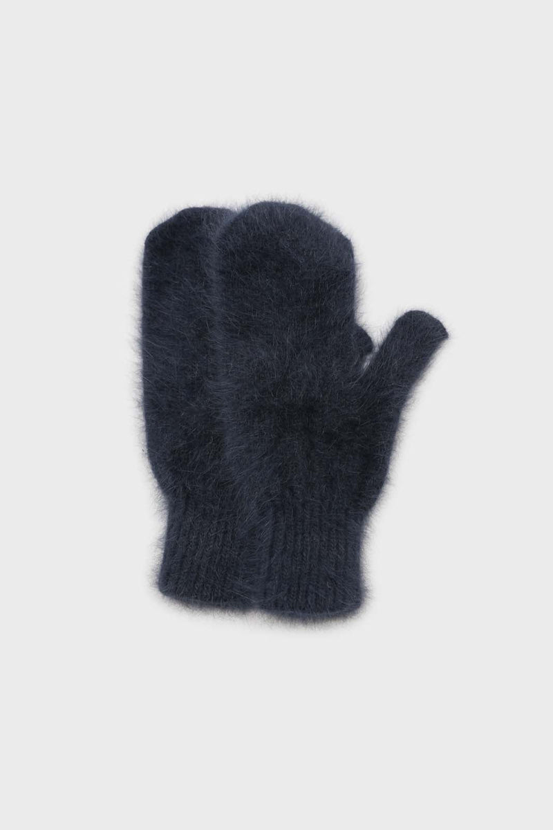 Deep blue mohair mittens | Glassworks London