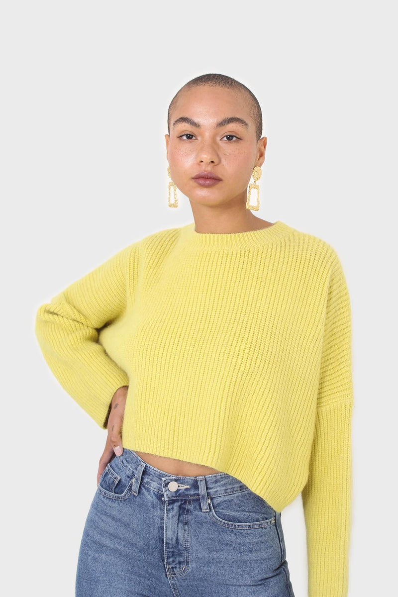 Yellow cross back crop front jumper | Glassworks London