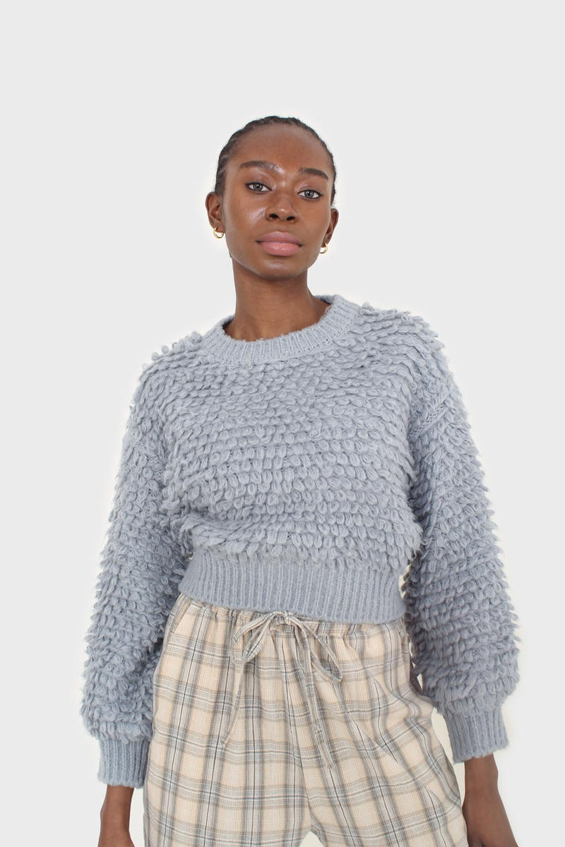 Light blue loopy jumper | Glassworks London