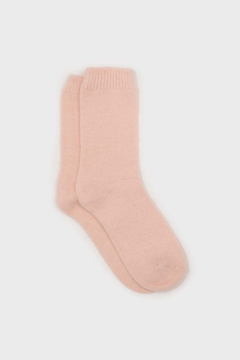 Pale pink angora smooth socks | Glassworks London