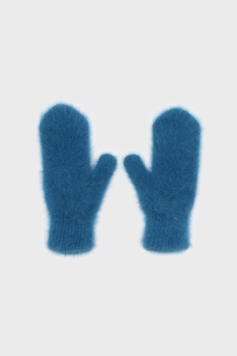 Bright mid blue mohair mittens | Glassworks London