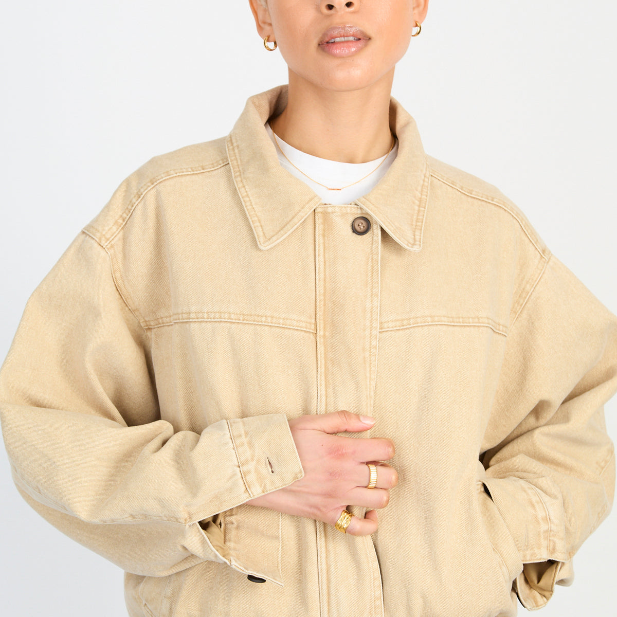 Beige denim jacket | Glassworks London