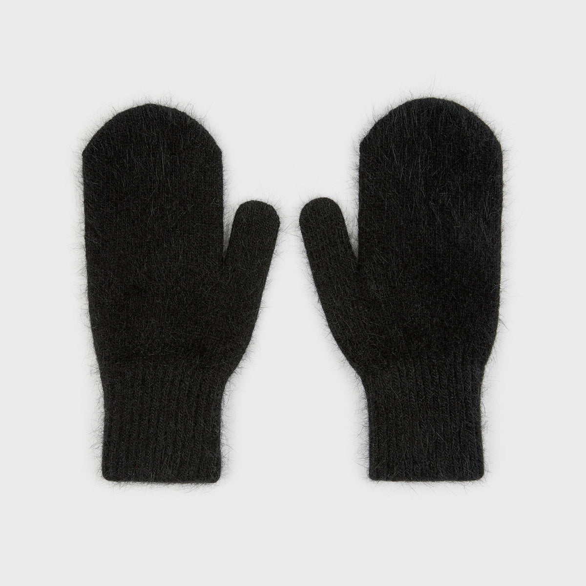 Black angora wool blend mittens | Glassworks London