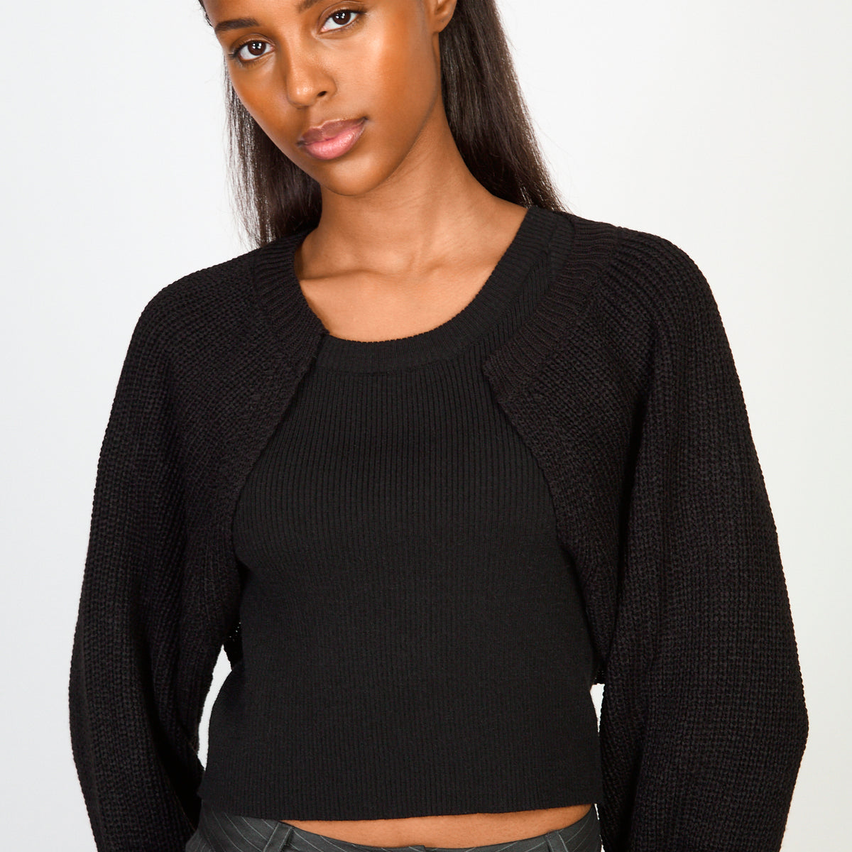 Black knit shrug | Glassworks London