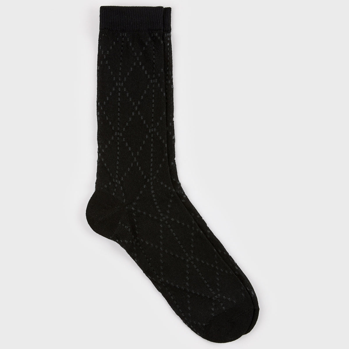 Black semi sheer dotted diamond socks | Glassworks London