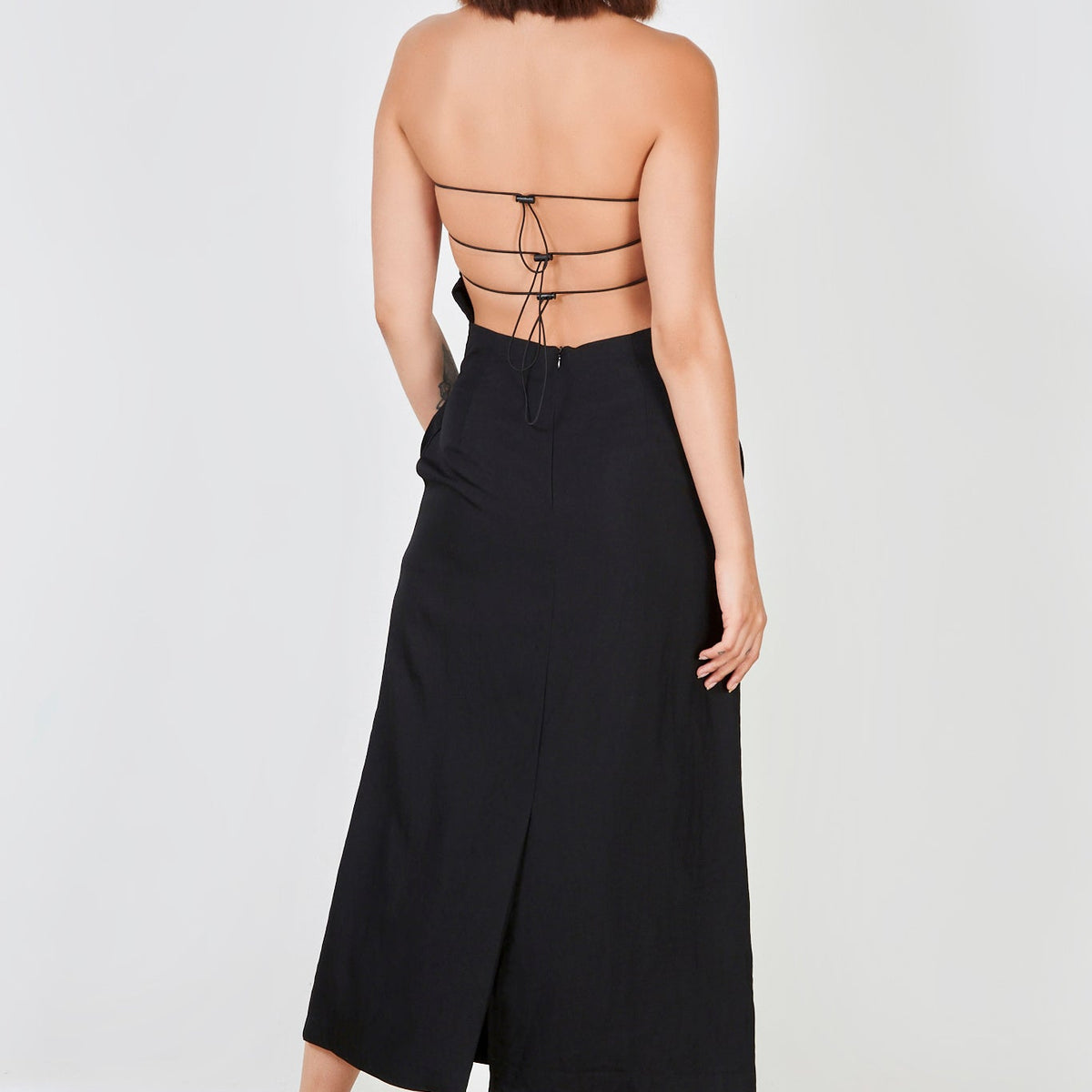 Black double cinch back dress | Glassworks London