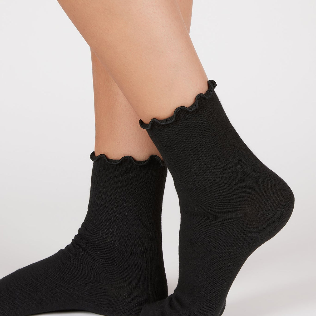 Black ruffle trim socks | Glassworks London