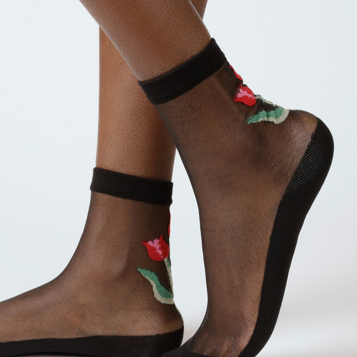 Black sheer tulip socks | Glassworks London