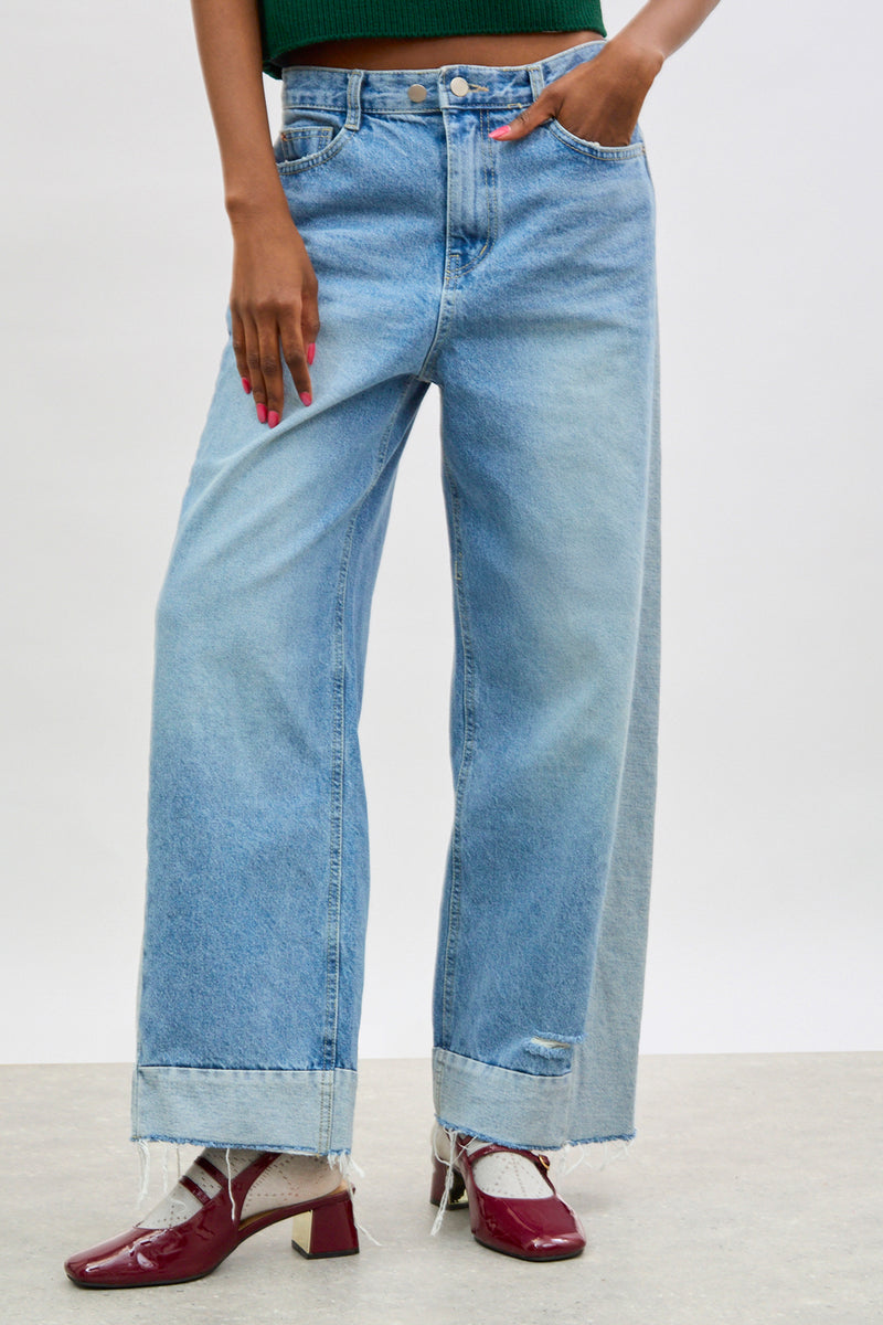Blue contrast front panel jeans | Glassworks London