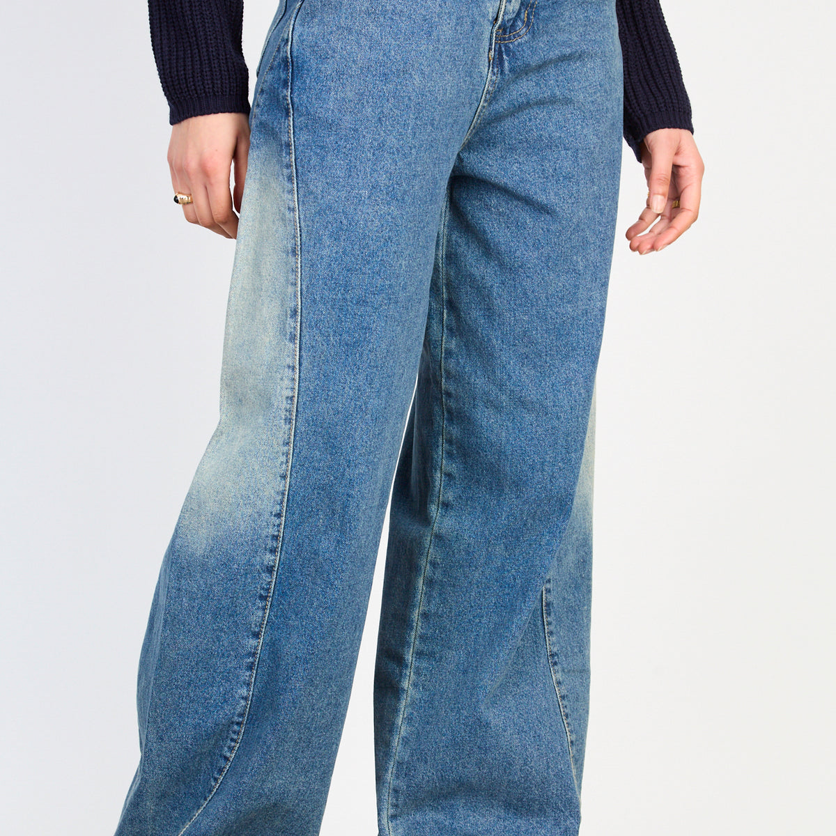 Blue rounded side panel jeans | Glassworks London