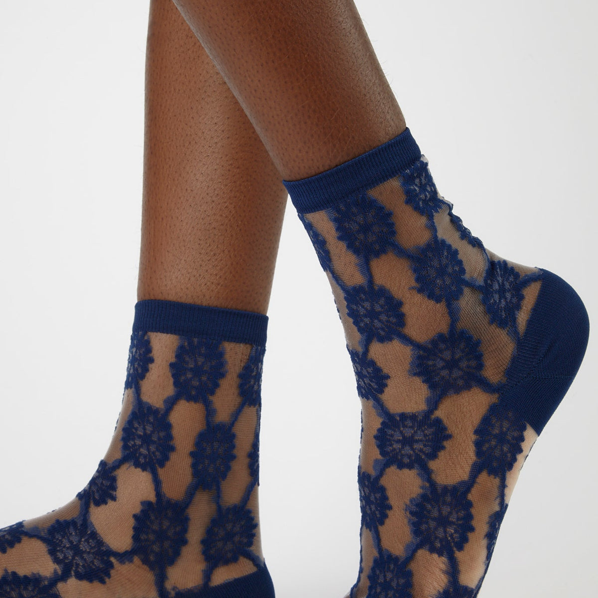 Blue sheer geometric circles socks | Glassworks London