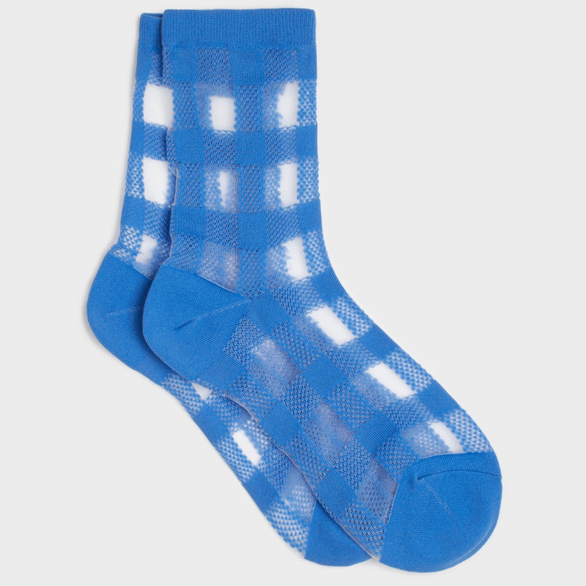 Blue sheer gingham check socks | Glassworks London