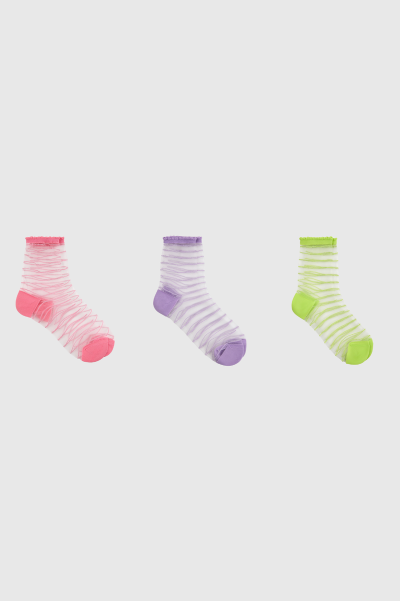 Sheer horizontal stripe socks - Set of 3 – Glassworks London