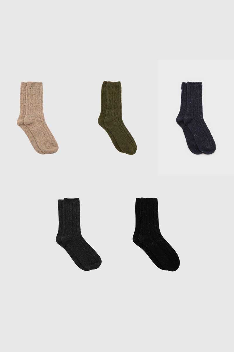 Dark rainbow fleck thick socks - Set of 5 | Glassworks London