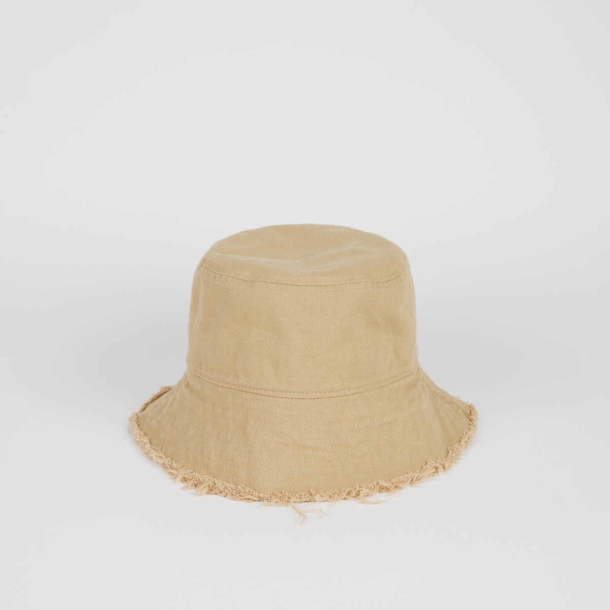 Dark beige frayed edge bucket hat | Glassworks London