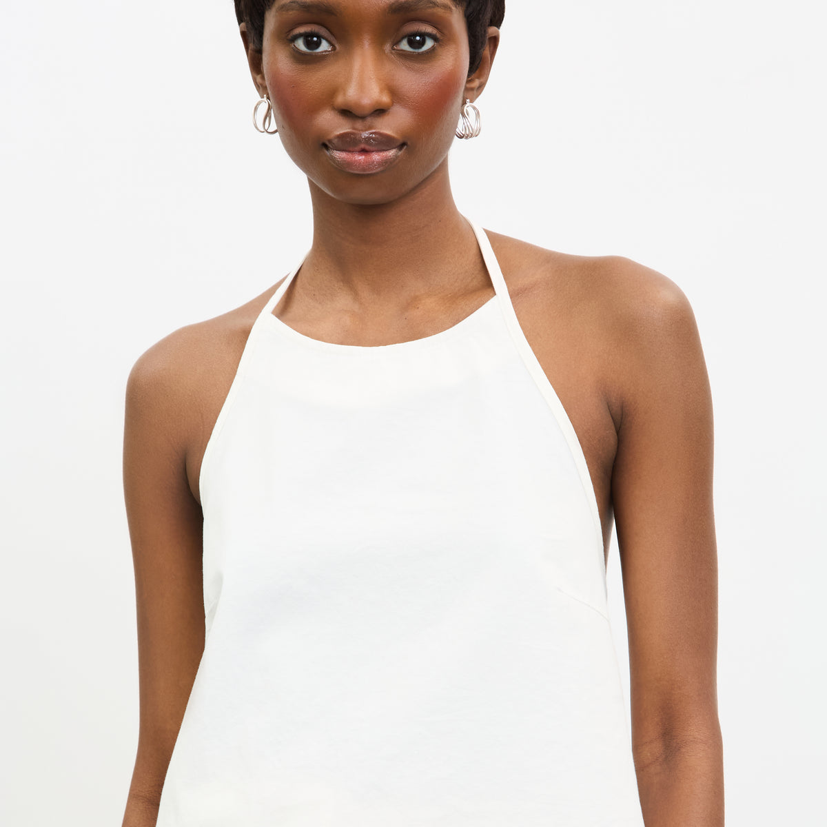 Ivory open back halter neck top | Glassworks London