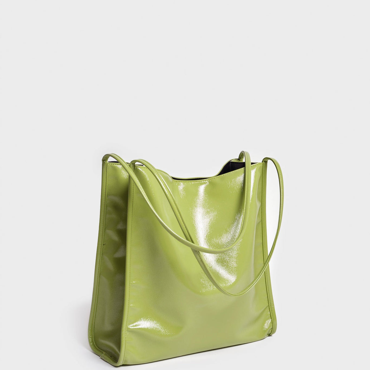 Lime green high shine PVC tote bag | Glassworks London