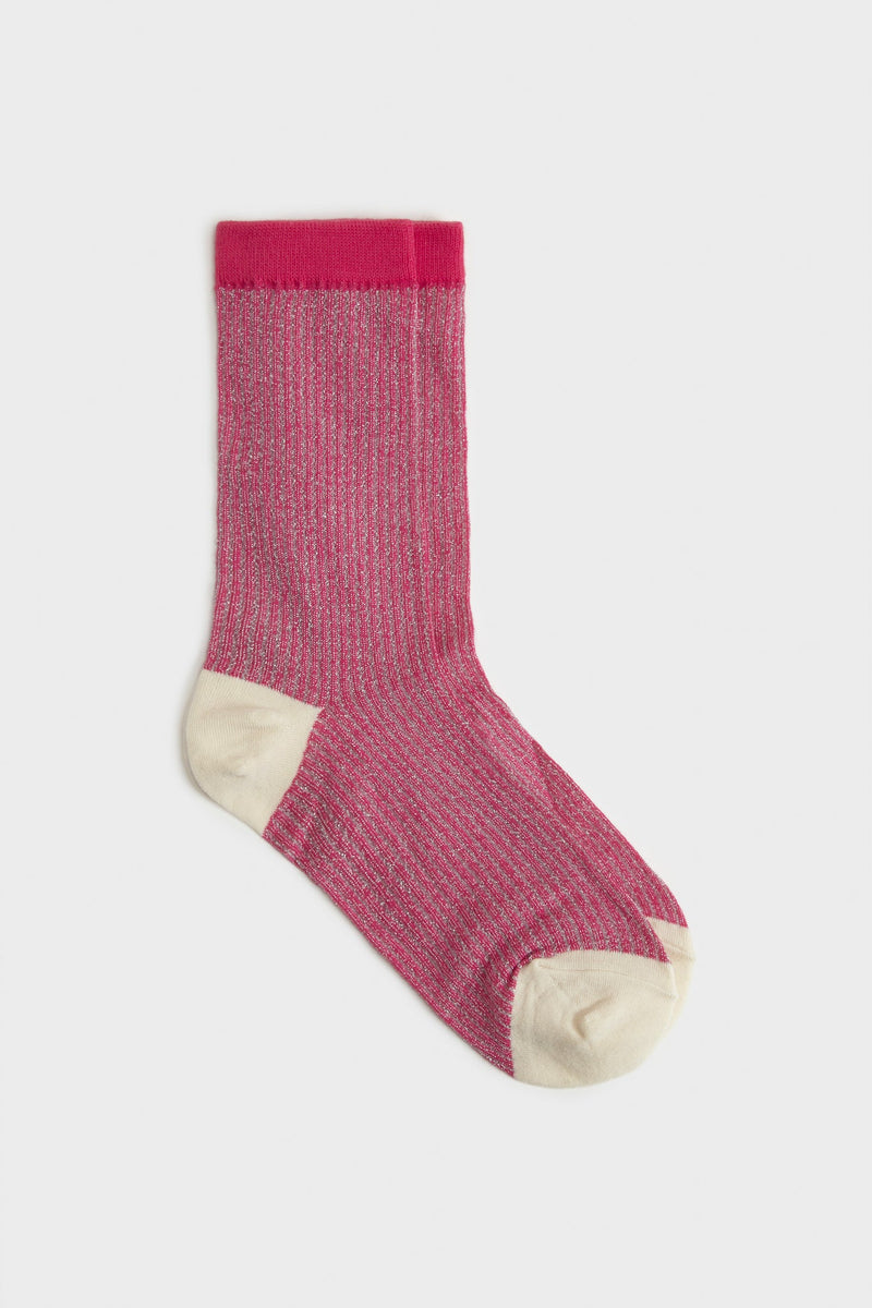 Pink glitter striped multicolour socks | Glassworks London