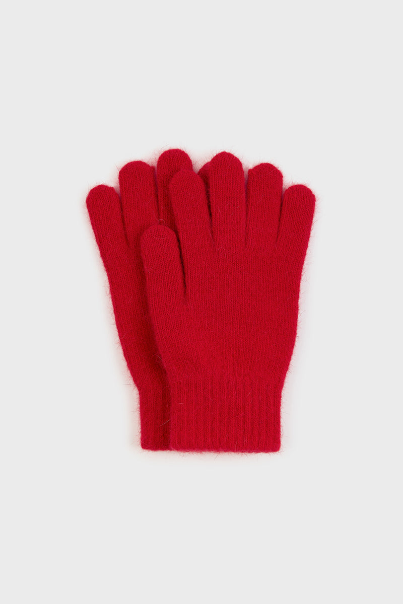 Red angora wool blend gloves | Glassworks London