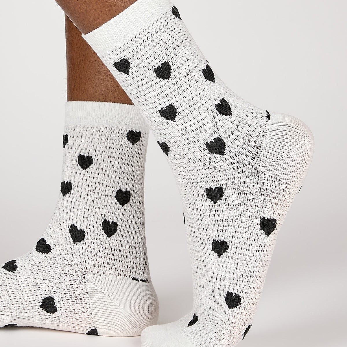 White and black heart textured socks | Glassworks London