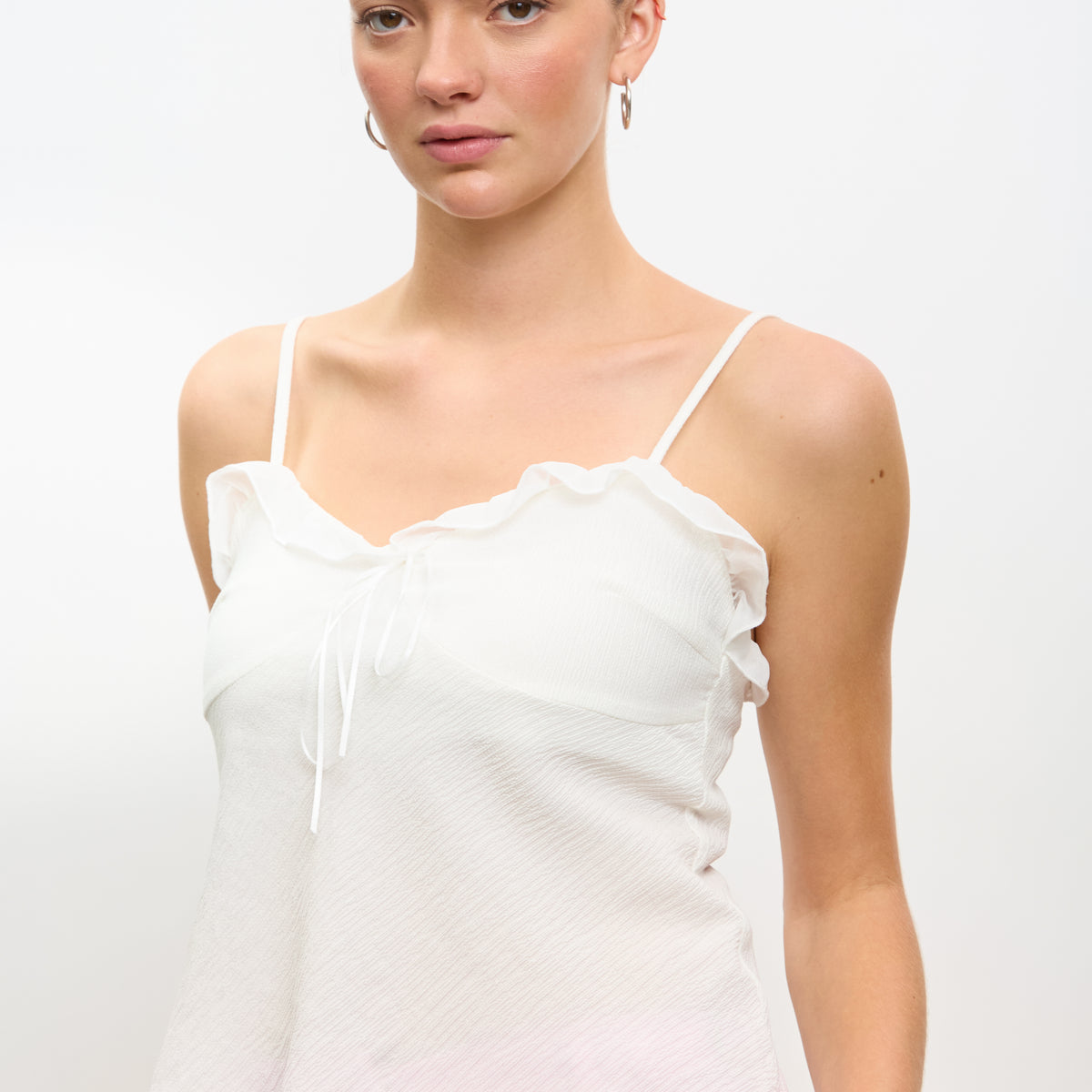 White frill bust thin strap tank | Glassworks London