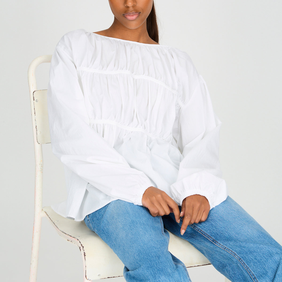 White seamed bust blouse | Glassworks London