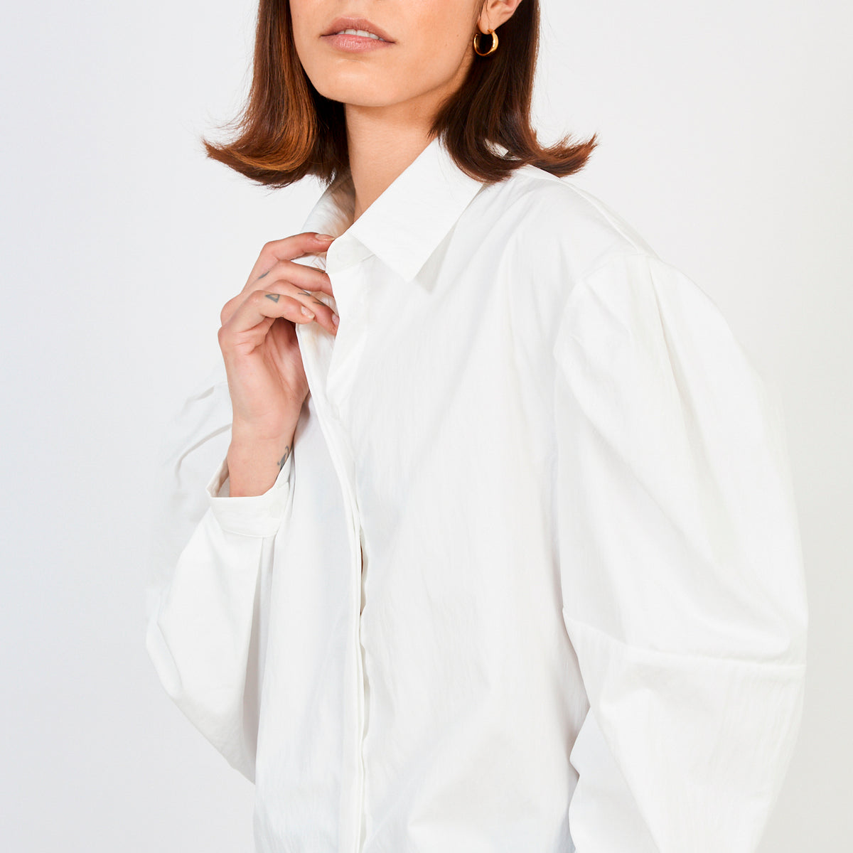 White wide fit collared shirt | Glassworks London