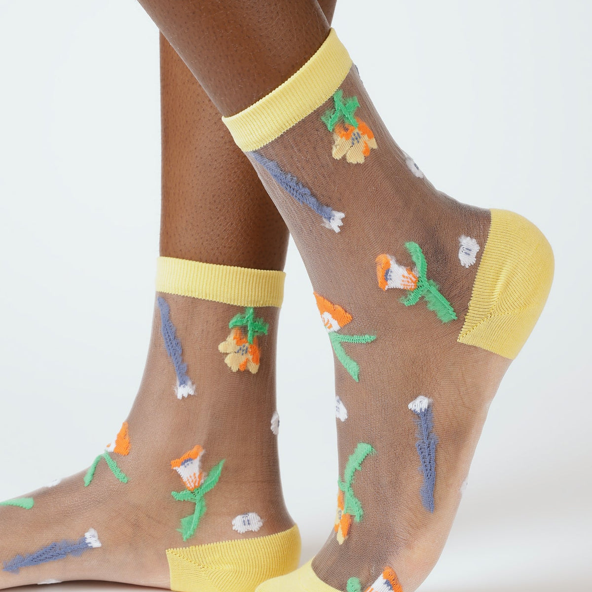 Yellow sheer sprouting garden socks | Glassworks London