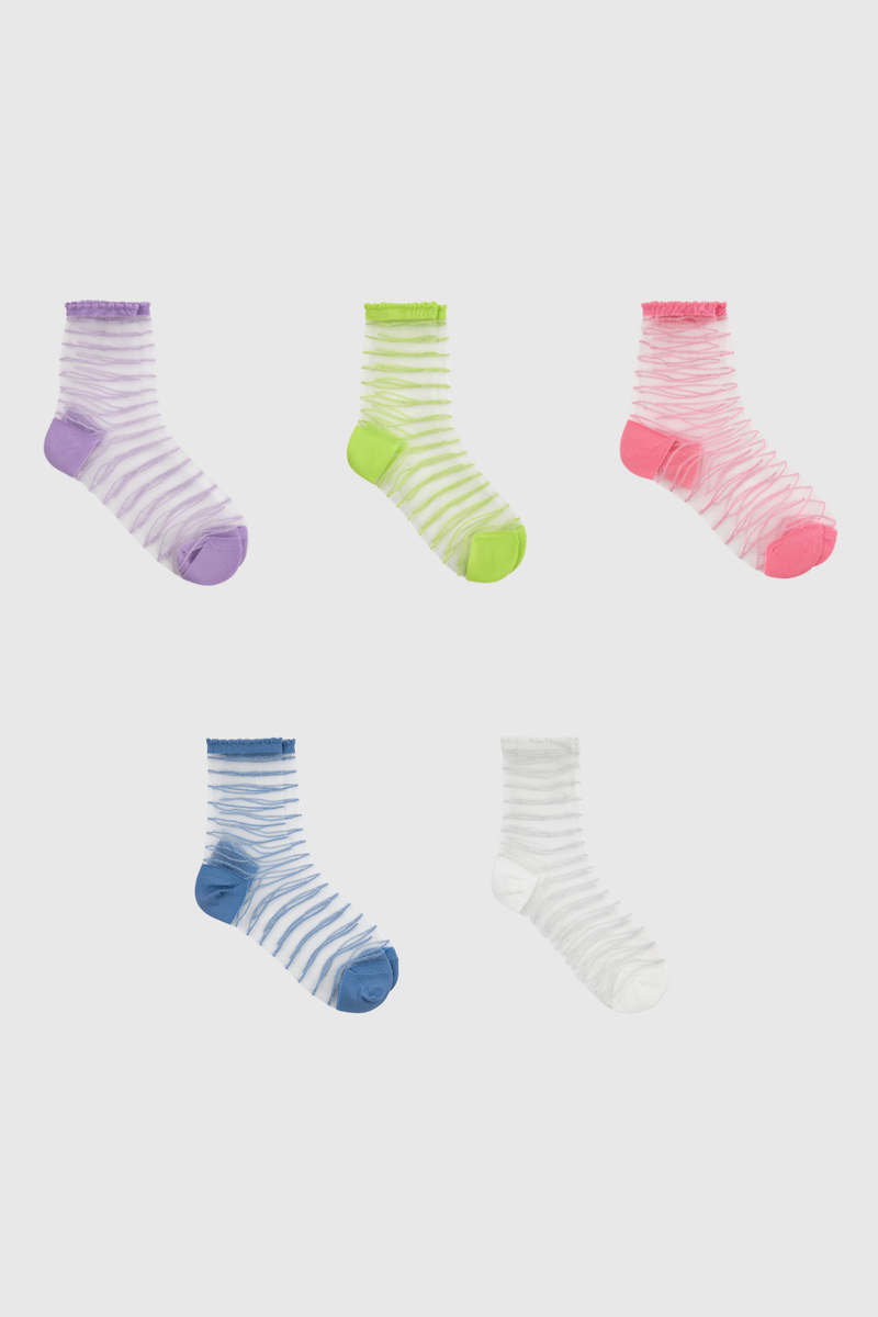 Sheer horizontal stripe sock - Set of 5 – Glassworks London
