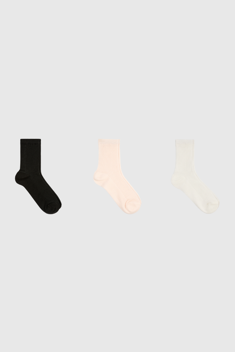 Semi sheer ribbed socks - Set of 3 – Glassworks London
