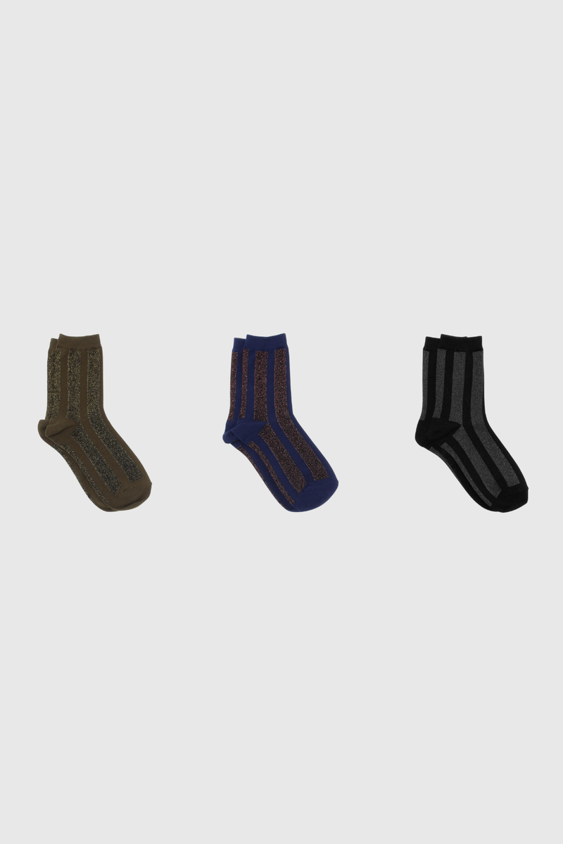 Glitter vertical striped socks - Set of 3 – Glassworks London